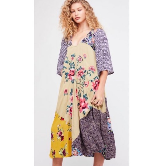 Free People | Dresses | Free People River Market Embroidered Patchwork ...